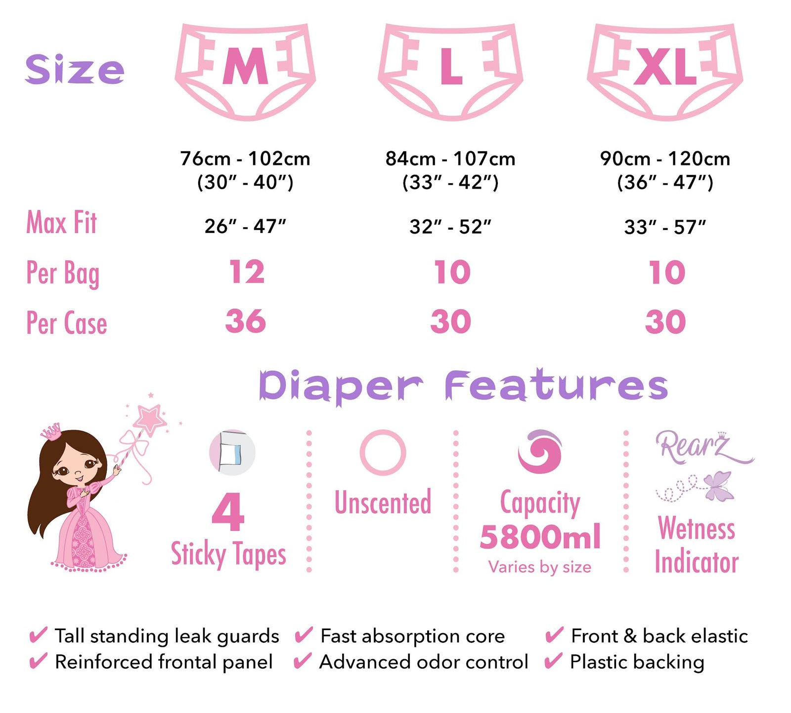 Rearz Princess Pink Adult Diapers